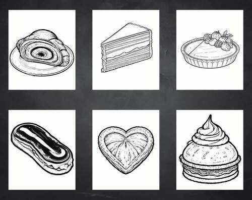 Patisserie Pastry Coloring Book - Coloring Sheet Printable | TPT