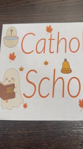 halloween, fall, Catholic school sign wall art poster decoration