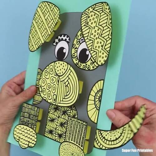 Doodle Dog 3D Paper Craft by Super Fun Printables | TPT