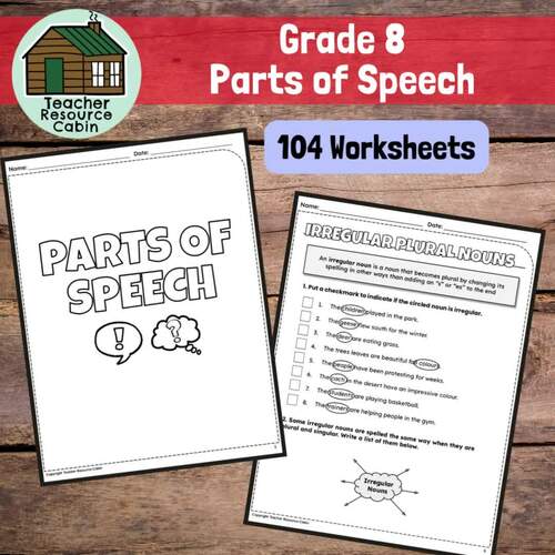 Parts Of Speech Worksheets Grade 8 By Teacher Resource Cabin TPT