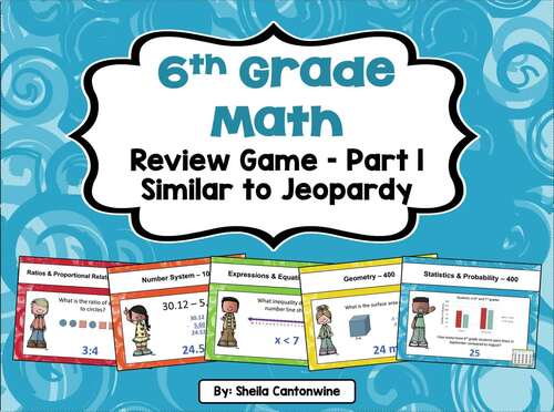 6th Grade Math Review Jeopardy with Editable Questions – 2 Games Included