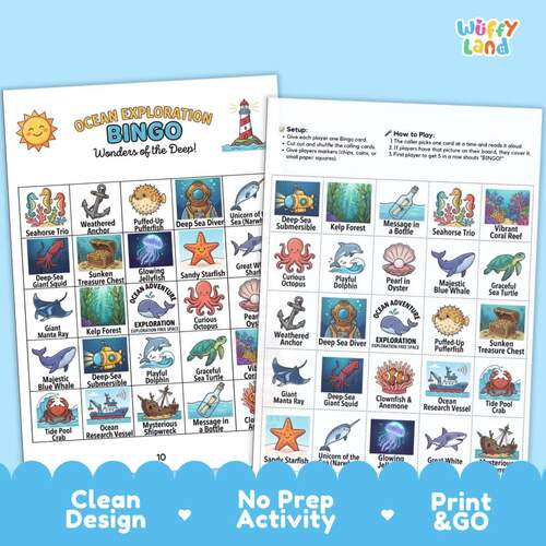 Ocean Bingo Game | Sea Life Vocabulary Activity | Underwater Marine ...