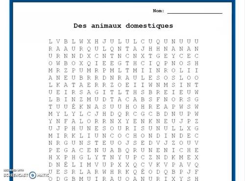 Des mots cachés - Des animaux domestiques (Pet-themed word search)