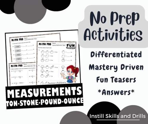 Customary Weight Conversions and Measurement Word Problems Worksheets