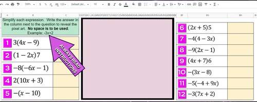 PIXEL ART: Distributive Property with Negatives (2 Options) DISTANCE ...
