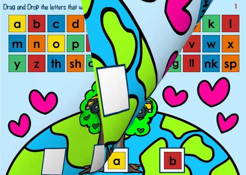 Earth Day Build A Word for Google Slides Digital Short Vowels & Digraphs