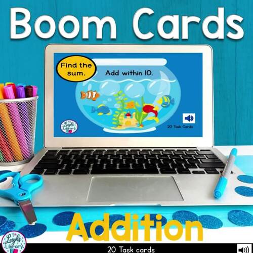 Boom Cards™ Fishbowl Addition Within 10 by Leigh's Library | TPT