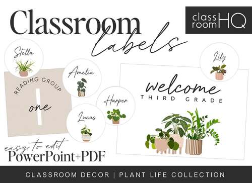 PLANT LIFE Classroom Labels + Signs Pack | Indoor Potted Plant Class Theme