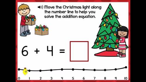 Christmas Addition to 10 with a Number Line Digital Boom Cards | TPT
