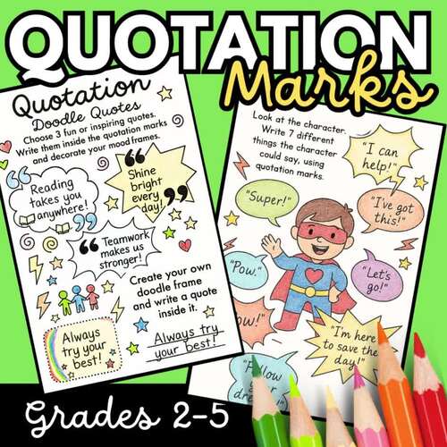 Quotation Marks Fun Activities Worksheet | Punctuation Practice & Grammar