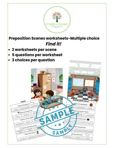 Prepositions Worksheets-Scenes- BUNDLE set(ABLLS-R C51 + G35) | TPT