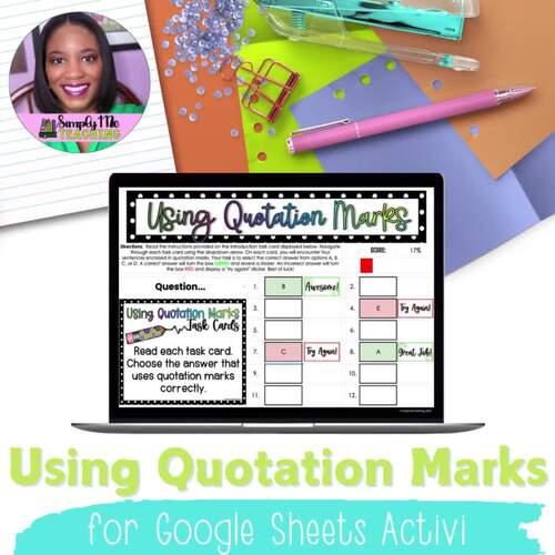 Quotation Marks Task Card Activity for Google Sheets 4th-5th | TPT