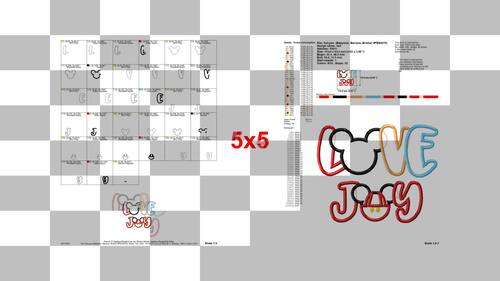 Love Joy Mickey Mouse Applique Design - Instant Download by Aneta H