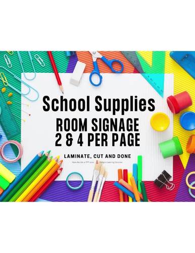 School Supply Signage | Get Organized for Back to School | TPT
