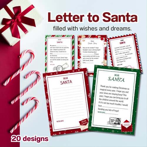 Letter to santa printable christmas wish list for kids, letter template