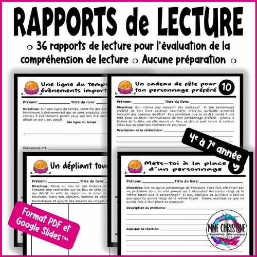 36 French Book Reports I 36 rapports de lecture I 36 rapports de livre