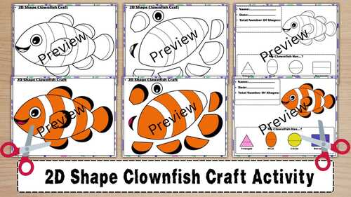 2D Shape Clownfish Craft | Ocean Animal Math Activity | Geometry Cut ...