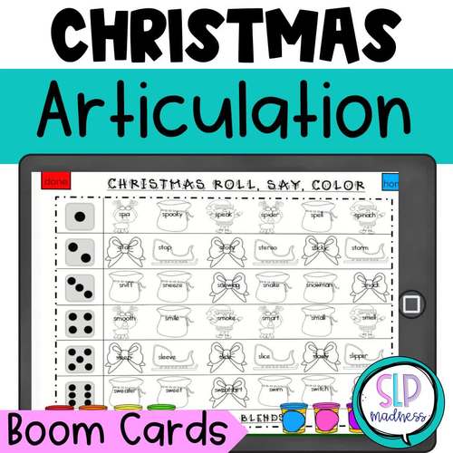 Christmas Articulation Boom Cards l Speech Therapy Articulation Game