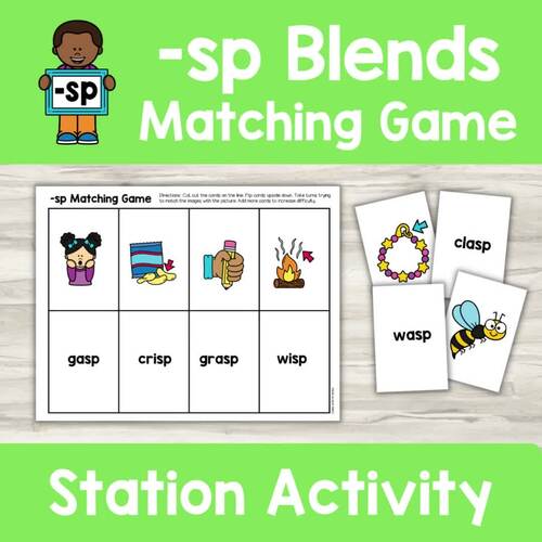 -sp Ending Blends Phonics Matching Game Reading Center Station | 1st ...