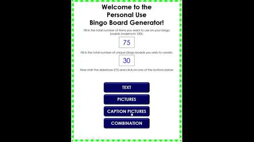 Personal Use Bingo Generator - Bingo Game Creator | TPT