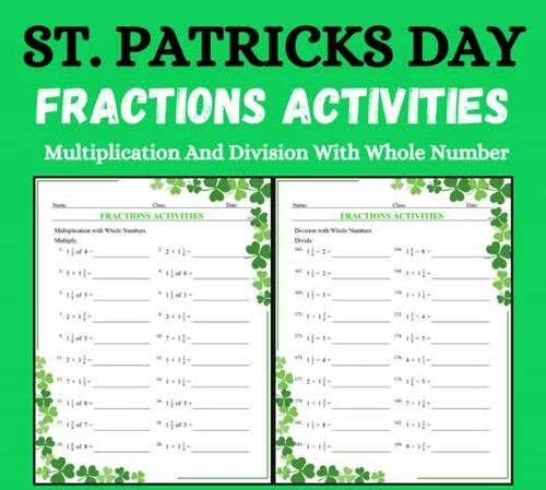 St. Patrick's Day Fractions Multiplication, Division With Whole Number ...