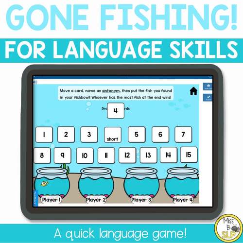 Fishing Quick Vocabulary & Grammar Games - Digital Boom Cards by Miss B SLP