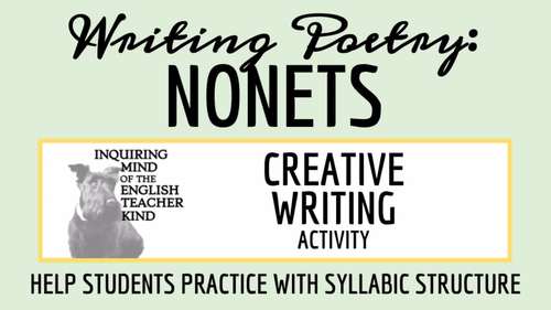 Nonet Poem Template for High School Creative Writing (Printable)