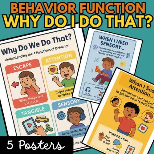 Behavior Function Posters | ABA Visuals for Autism & SEL | Why Do I Do ...