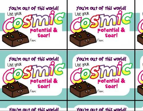 Cosmic Brownies Testing Motivation Treat Tag- You are out of this world ...