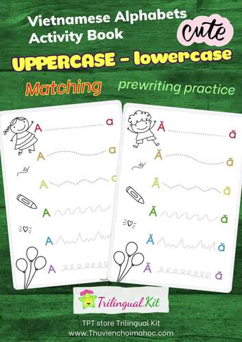 Vietnamese alphabets uppercase lowercase matching prewriting practice cute