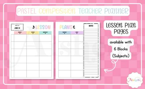 Printable Teacher Planner 2025-2026 | Pastel Composition Notebook Theme