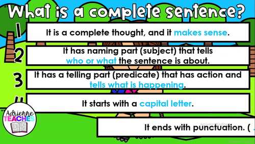 Complete Sentences Mini Lesson - PPT & Google - Distance Learning