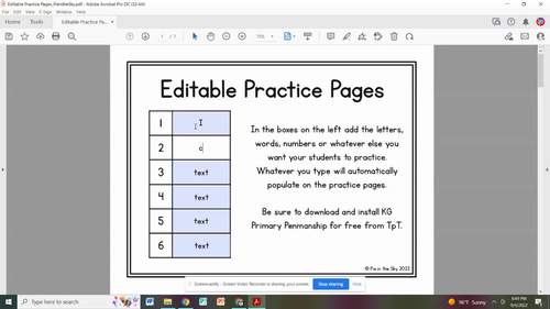 Editable Practice Pages by Pie in the Sky | TPT