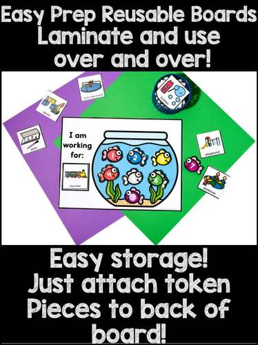Fish bowl Token Board ABA Positive Behavior Support with reinforcer icons
