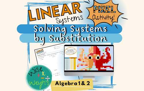 Solving Linear Systems by Substitution PIXEL Activity! | Algebra 1 ...