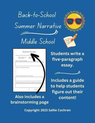 Back-to-School Summer Narrative for Middle School | TPT