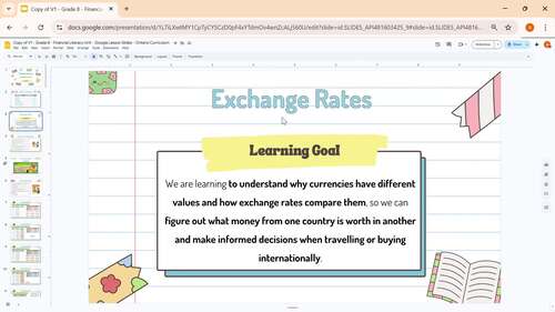 Grade 8 - Financial Literacy Unit - Google Lesson Slides - Ontario Math