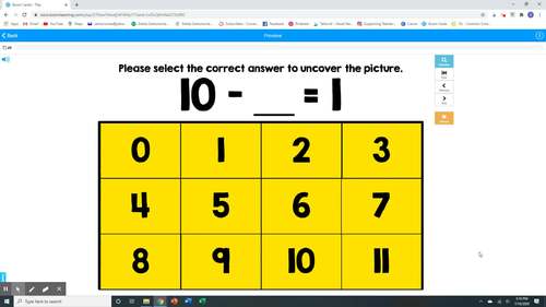 Missing Number with Subtraction Up to 20 Boom Cards | Uncover the Pictures