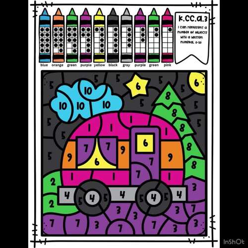 Color by Code Subitize to 10 Worksheets – Camping Theme - K.CC.3