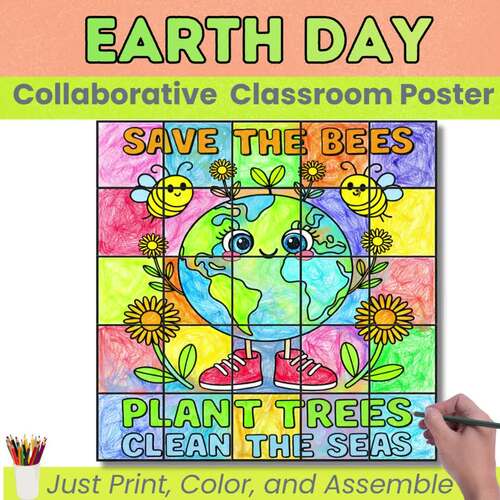 Save the Bees Earth Day Collaborative Poster | Spring Art Activity