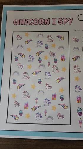 Unicorn I Spy Worksheets | Unicorn Seek and Find Printable Activity ...