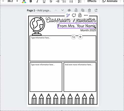 Editable Classroom Newsletter | MonthlyNewsletter Template | Canva Template
