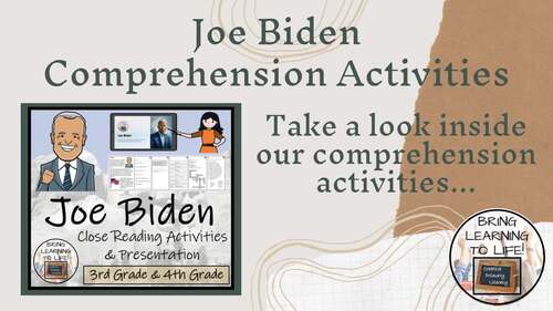Joe Biden Close Reading Passage & Comprehension Activities | 3rd–4th Grade