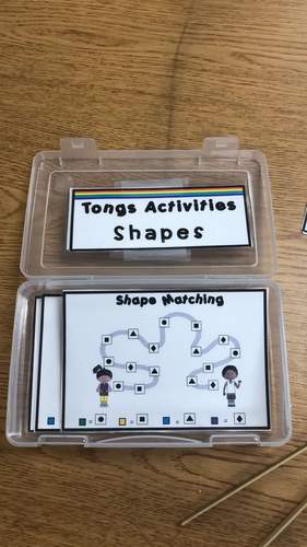 Fine motor activities using TONGS to teach SHAPES by The Fine Motor Store