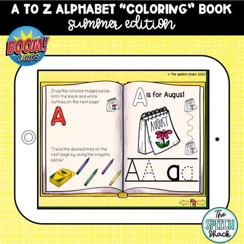 Summer Alphabet BOOM Cards™ - digital "coloring" book by The Speech Shack