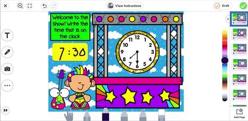 Telling Time to the Hour and Half Hour Rockstar Seesaw Activities