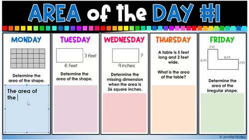 Area of the Day - with Digital Area Practice Google Slides™ - Area ...
