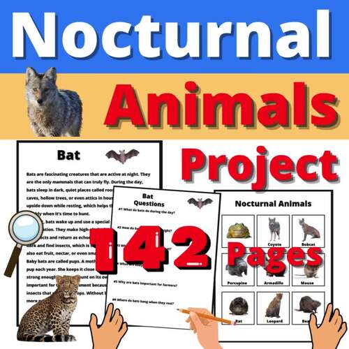 Nocturnal Animals Science Project Unit Task cards Reading Writing Decor