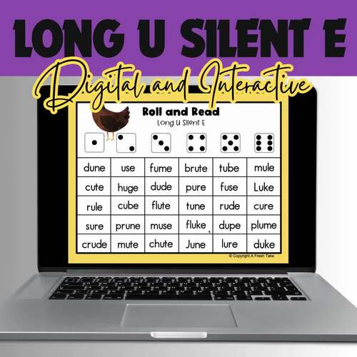 Roll & Read Long U Silent E Words & Sentences Digital Phonics Game No Prep!