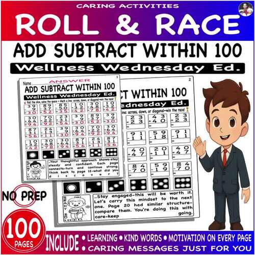 Roll and Race Math Dice Games Add & Sub Within 100 Fact Fluency Think ...